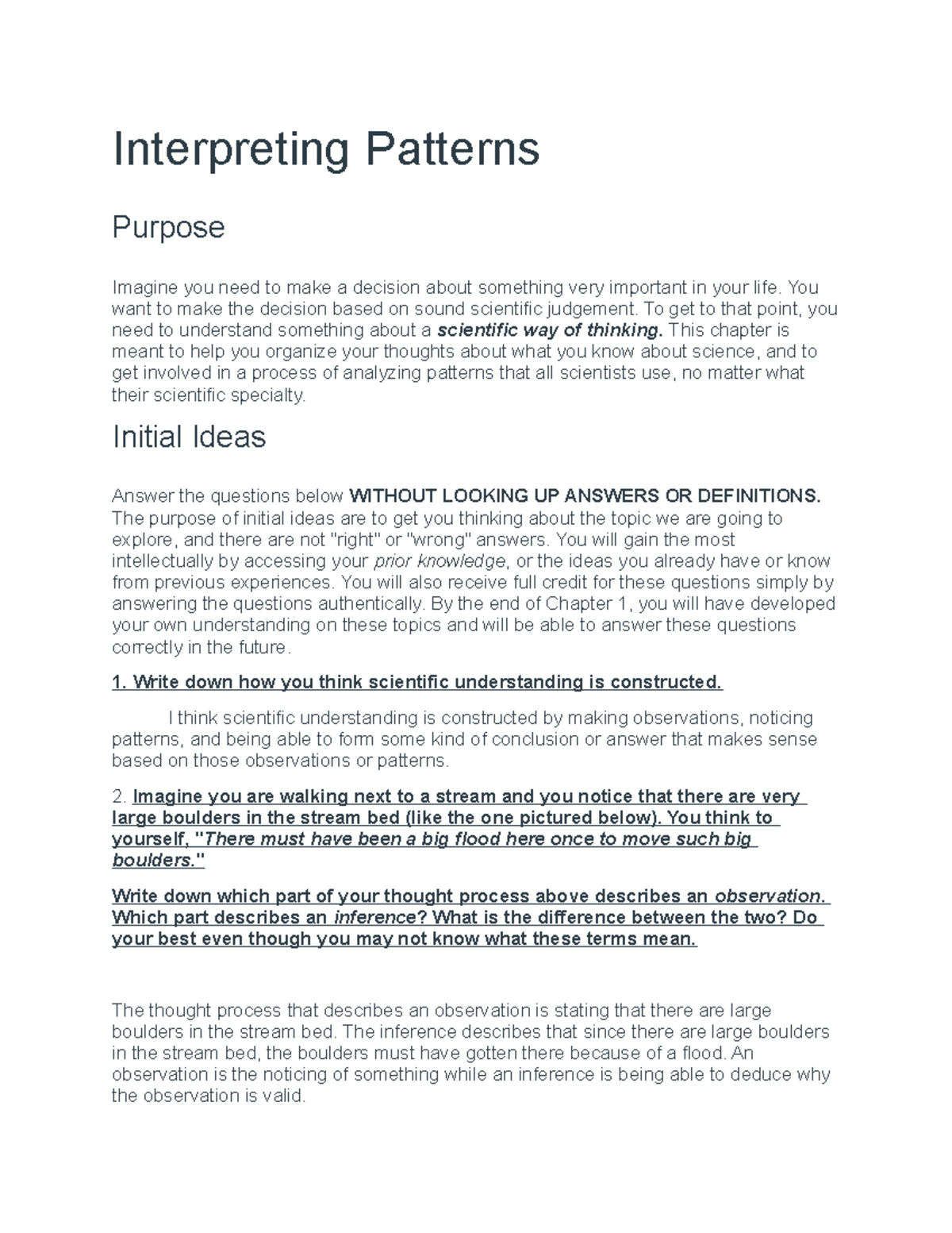 Ch.1 - Activity 1 - Interpreting Patterns Purpose Imagine you need to ...