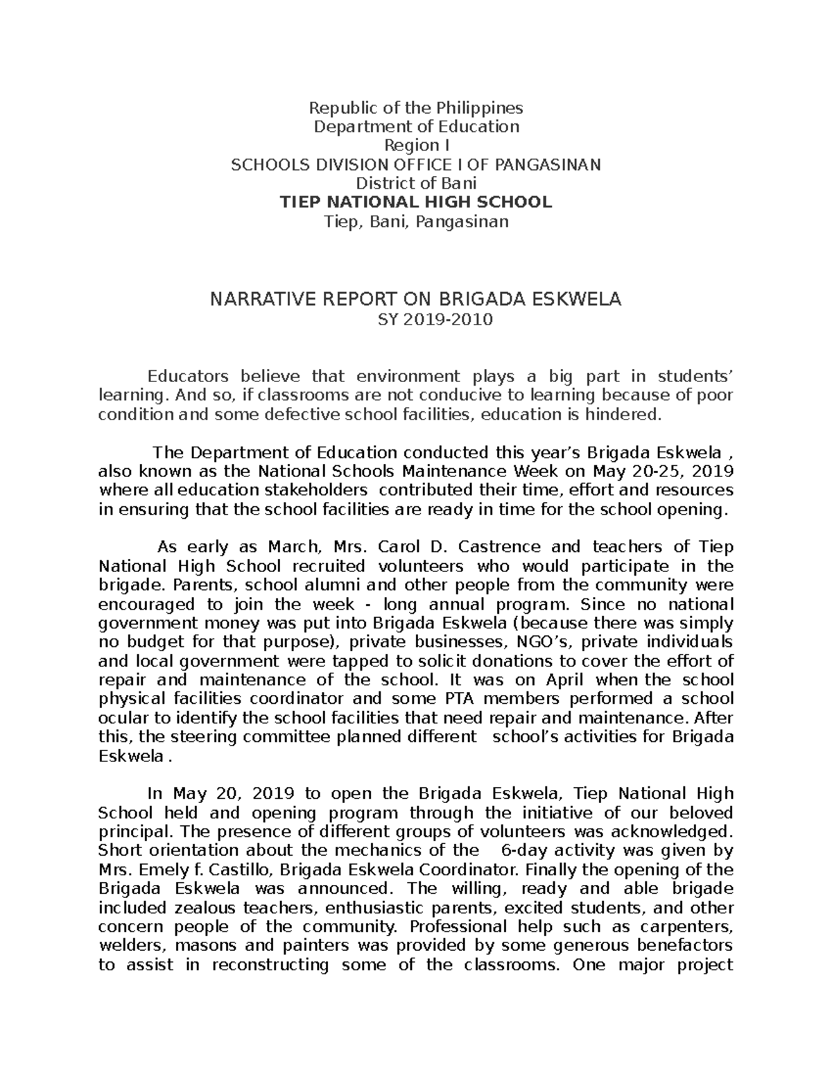 Term Paper on Virtual Learning - Republic of the Philippines Department ...