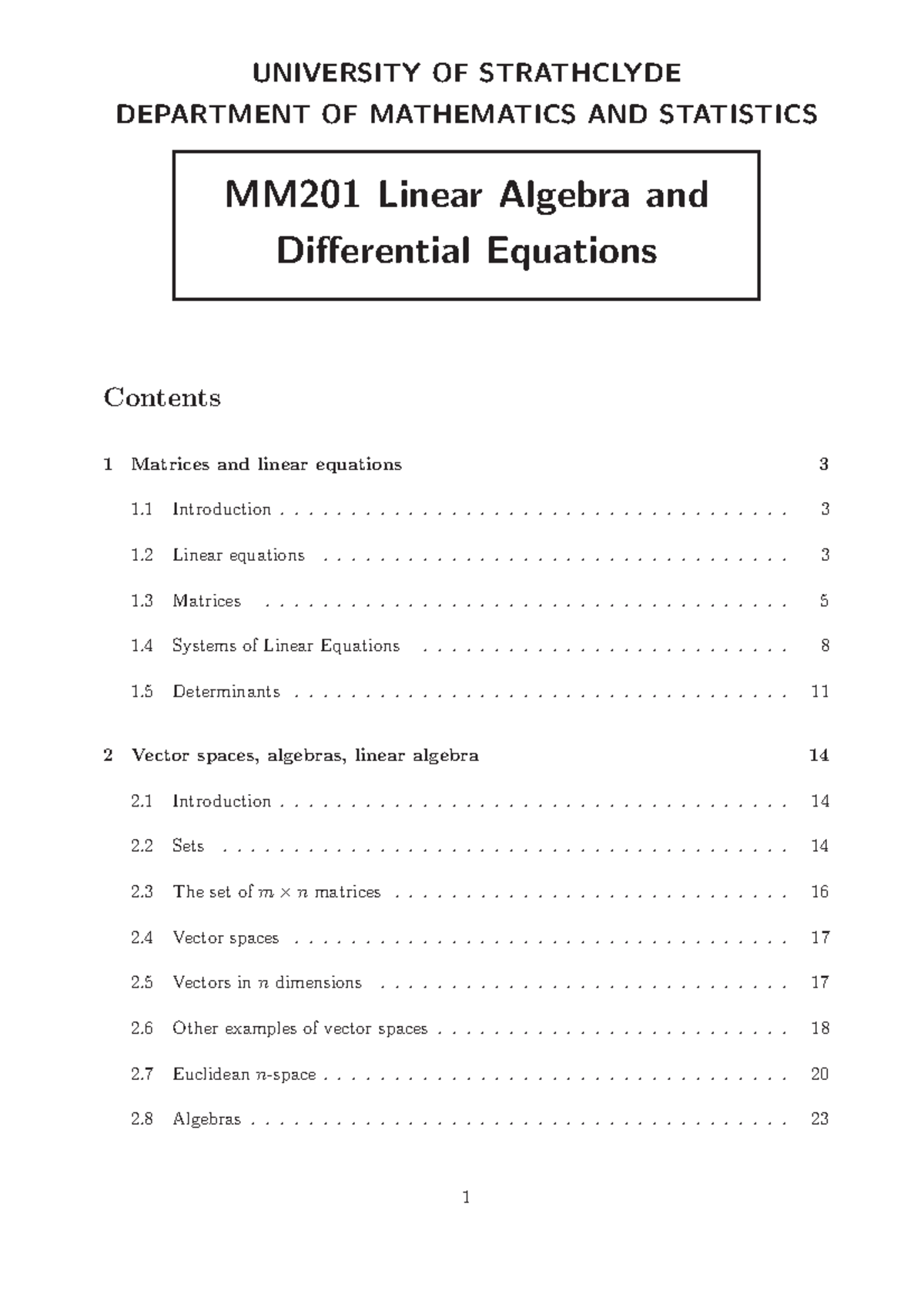 Linear Algebra Notes - UNIVERSITY OF STRATHCLYDE DEPARTMENT OF ...