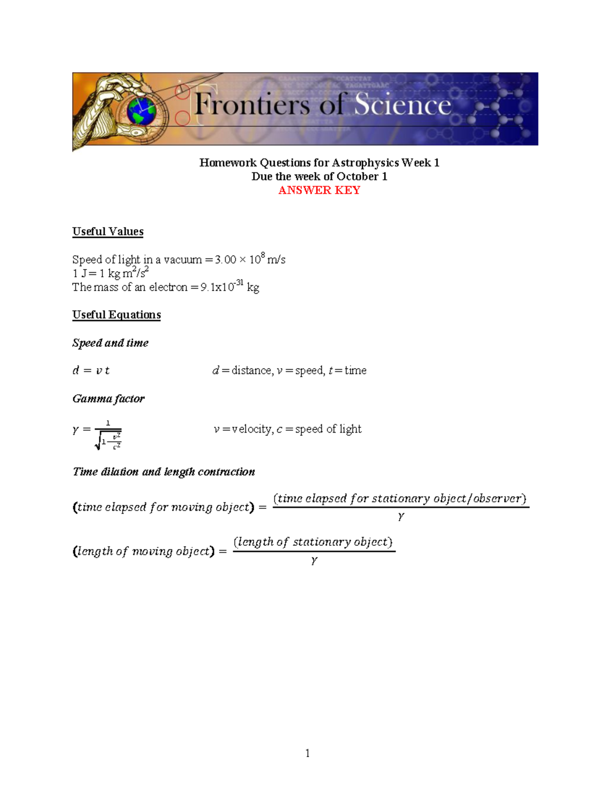 Astrophys 1 HW Answers Fall2018 - Homework Questions for Astrophysics ...