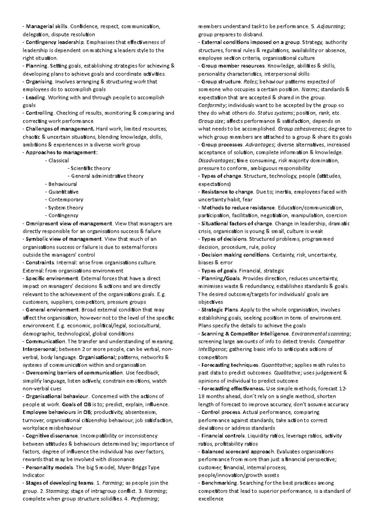 Management cheat sheet - Managerial skills. Confidence, respect ...