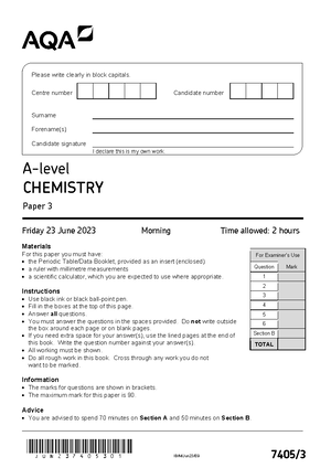 AQA A level Chemistry Revision Checklist - Chemistry Revision Checklist ...