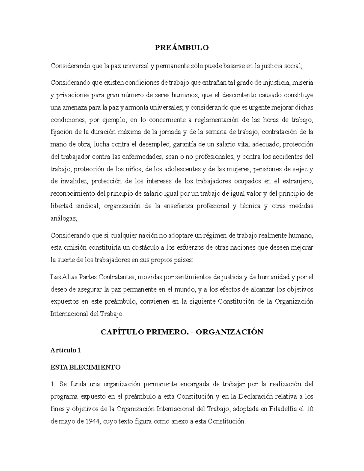 Constitucion De La Oit Cool PreÁmbulo Considerando Que La Paz Universal Y Permanente Sólo