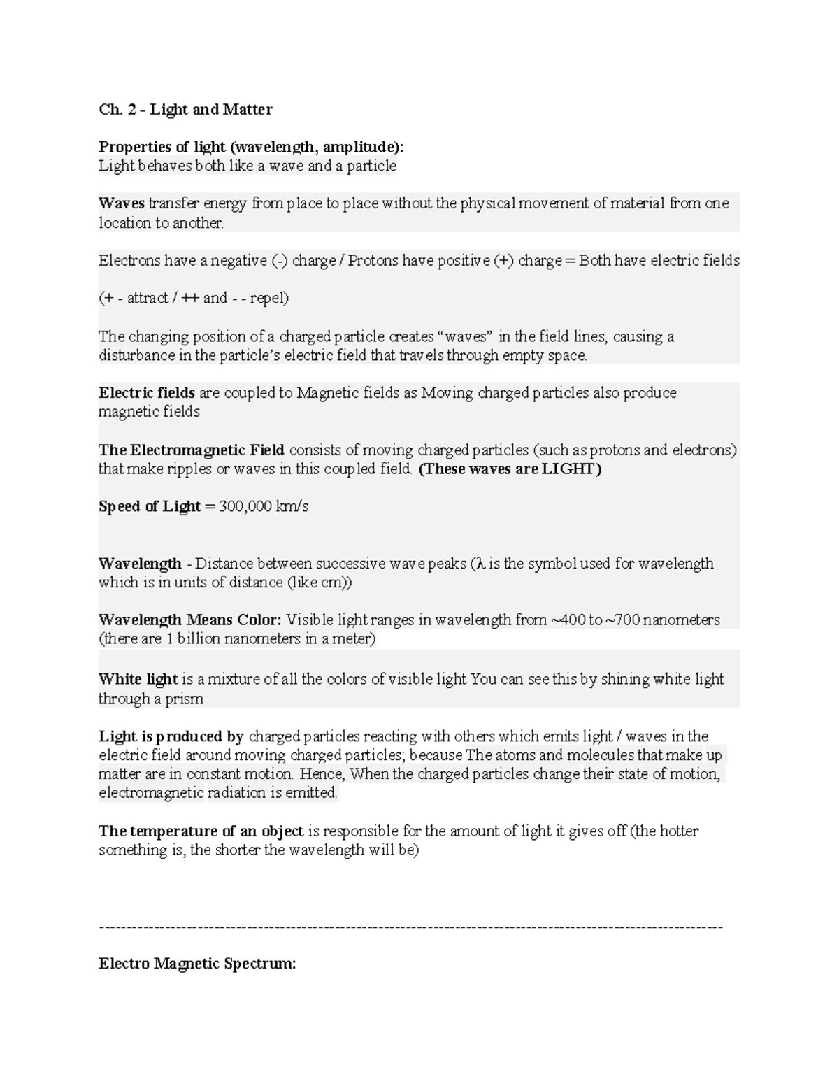 Exam 2 Study Guide - Astronomy - Ch. 2 - Light and Matter Properties of ...