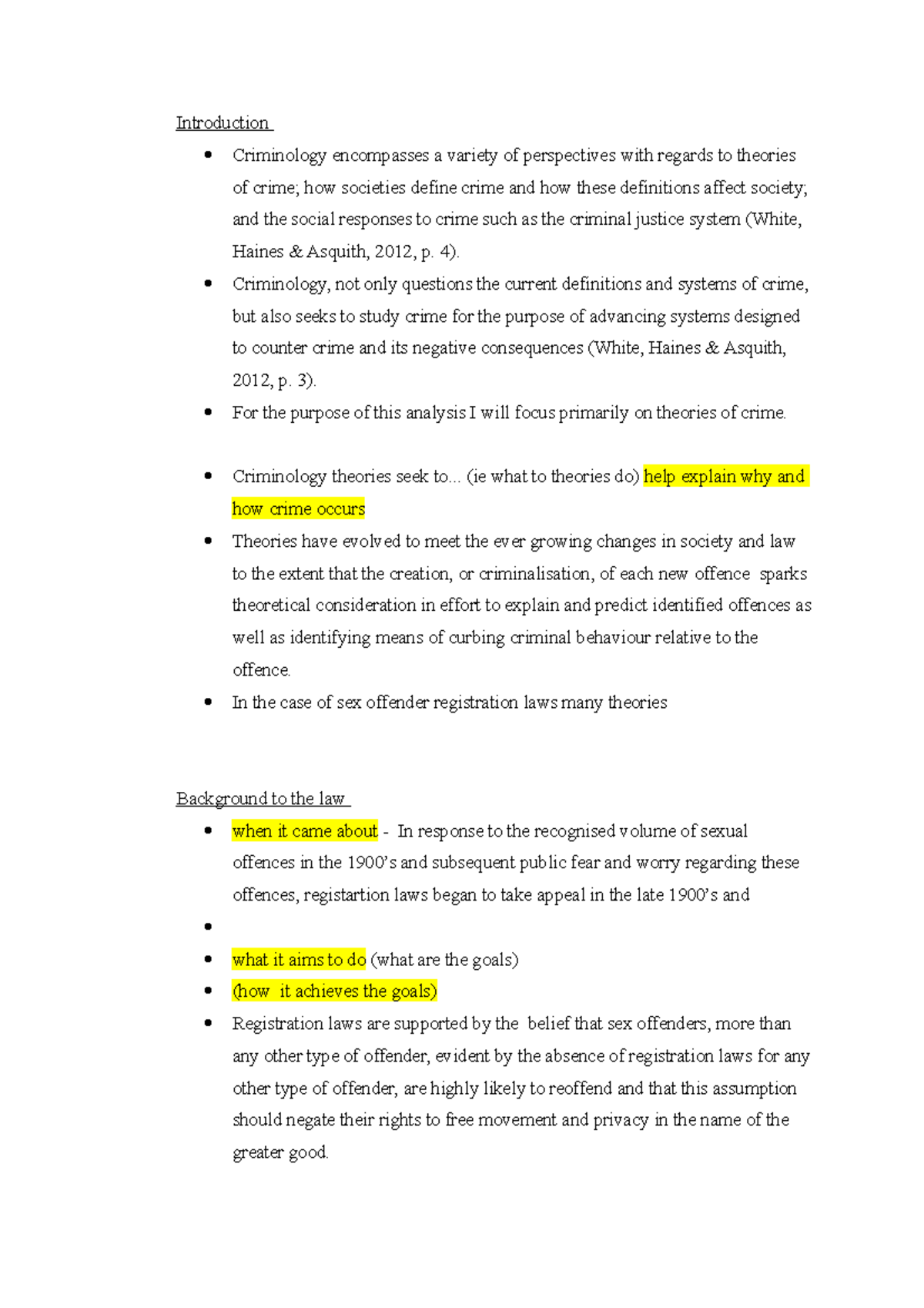 Essay plan - Introduction Criminology encompasses a variety of ...