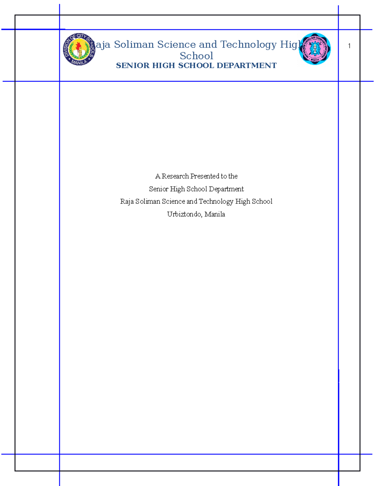 Research Template - ksdbjwbjuwbb - School SENIOR HIGH SCHOOL DEPARTMENT ...