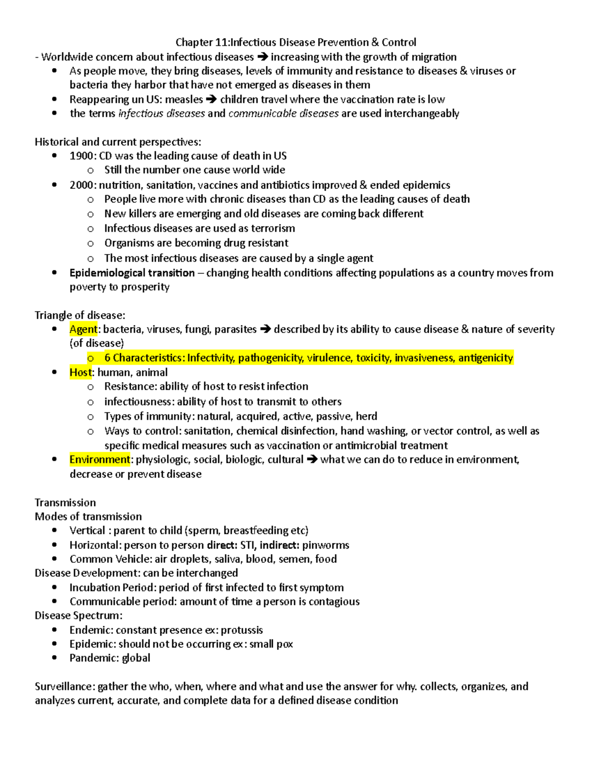 Exam 3 - community - Lecture Notes - Chapter 11:Infectious Disease ...
