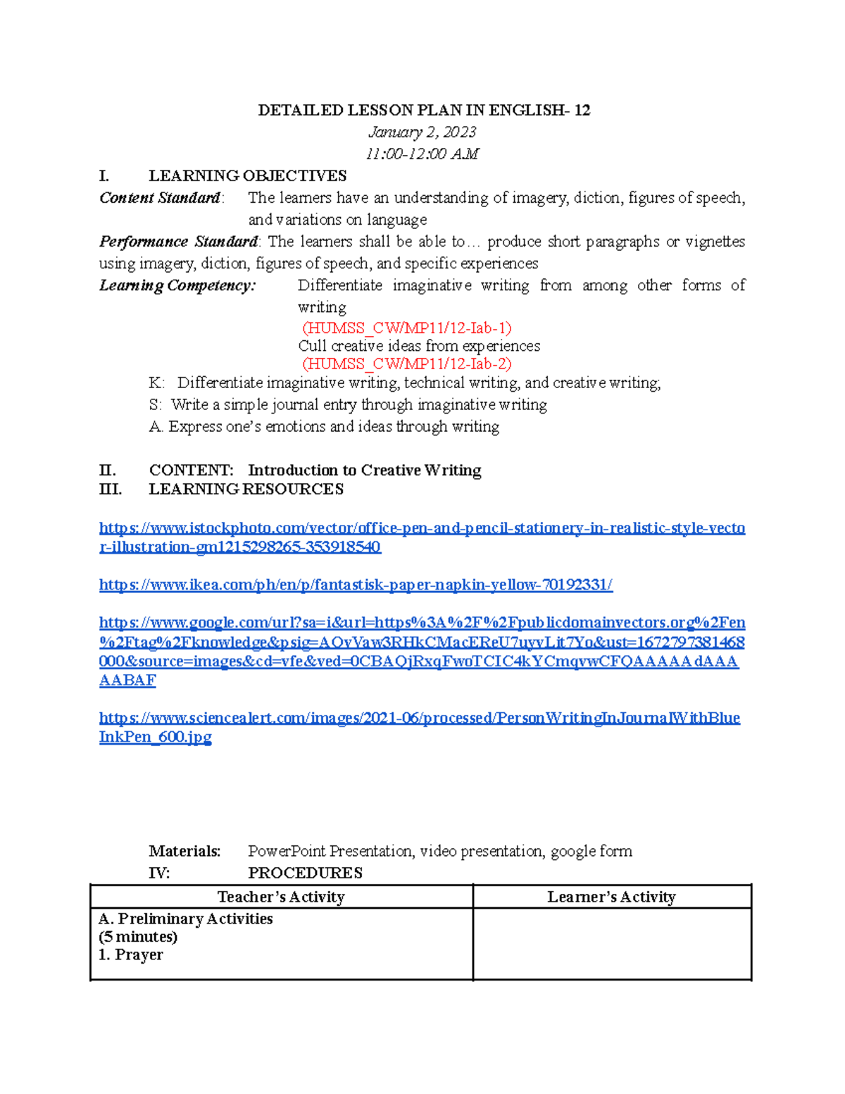 Detailed Lesson PLAN IN English 12 - DETAILED LESSON PLAN IN ENGLISH ...