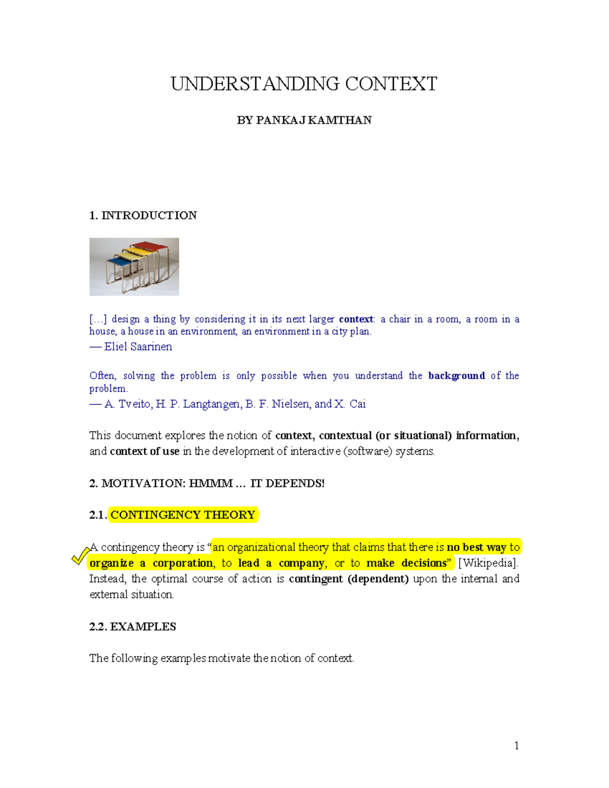 Understanding context - UNDERSTANDING CONTEXT PANKAJ KAMTHAN 1 ...
