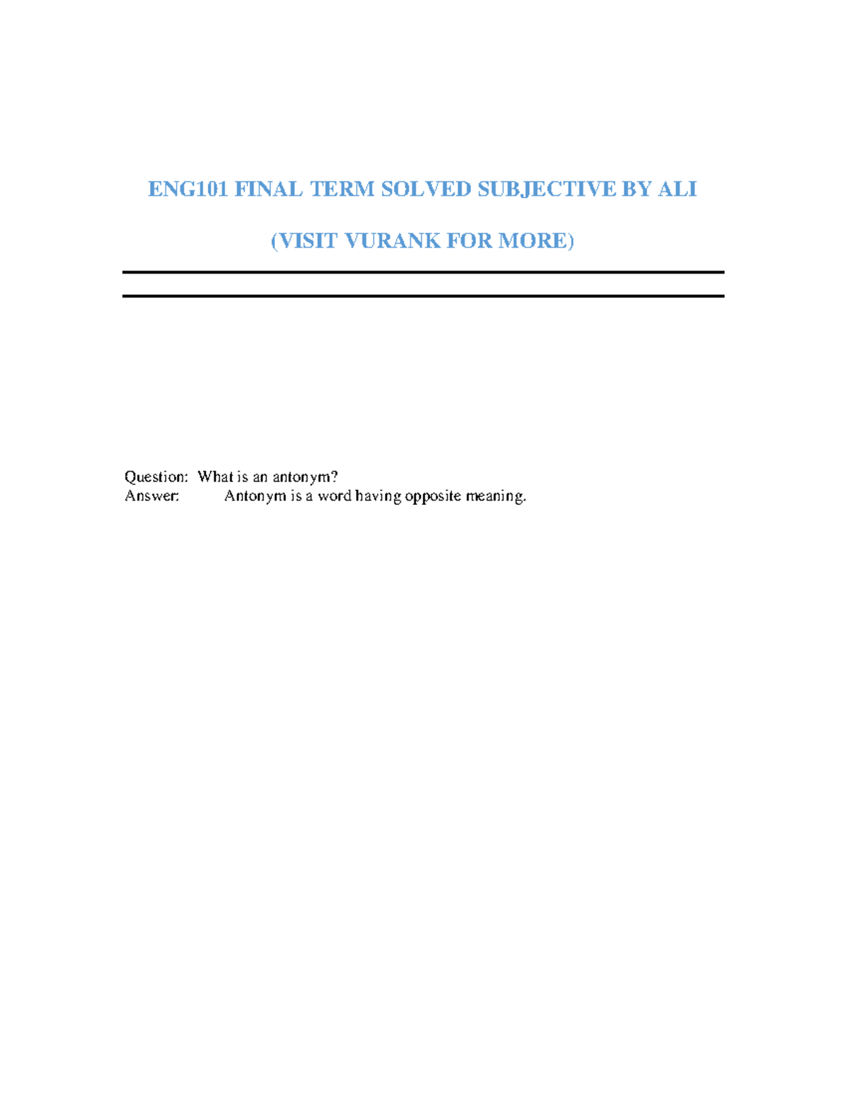 ENG101 Final TERM Solved Subjective BY ALI - ENG101 FINAL TERM SOLVED ... ENG101 Final TERM Solved Subjective BY ALI - ENG101 FINAL TERM SOLVED ...