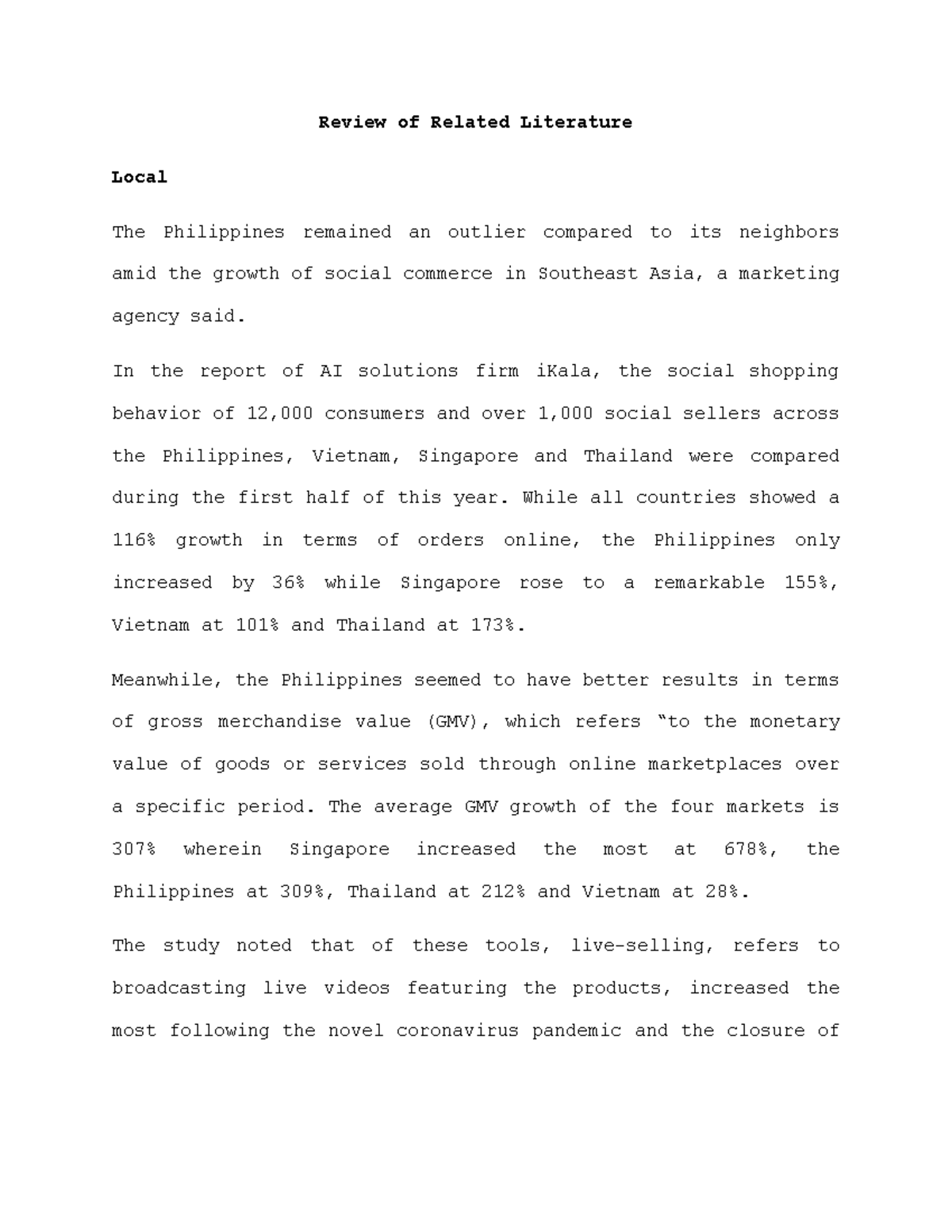 RRL - review of related literature - Review of Related Literature Local ...