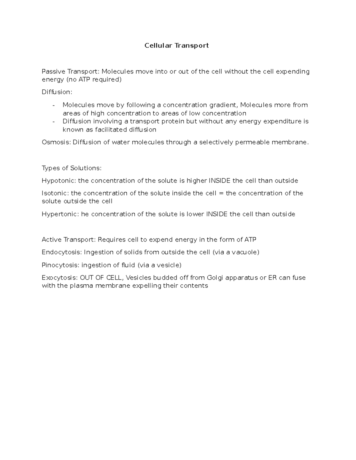 Cellular Transport - Cellular Transport Passive Transport: Molecules ...