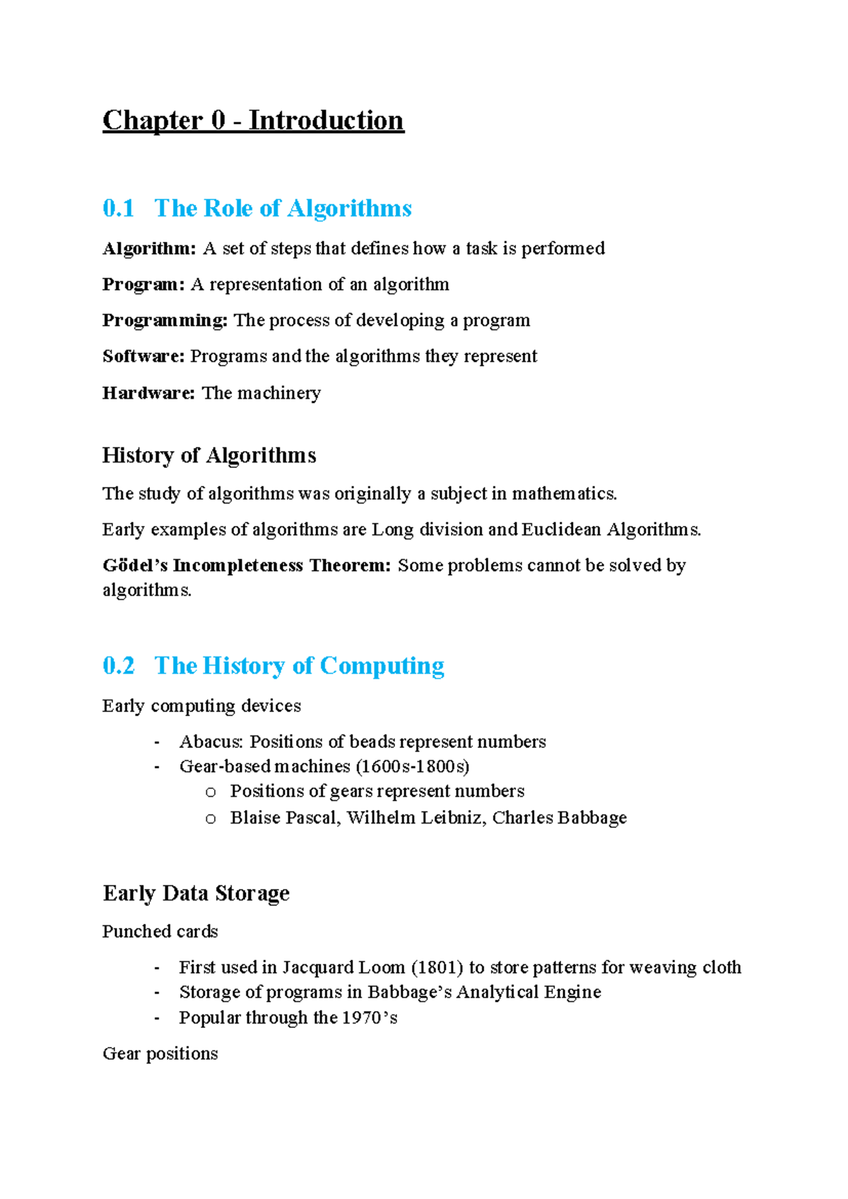 Chapter 0 Introduction notes - Chapter 0 - Introduction 0 The Role of ...