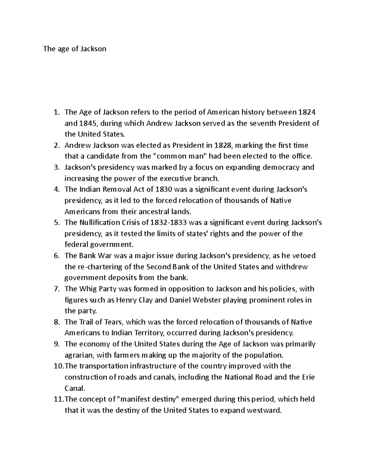 The age of Jackson - The age of Jackson The Age of Jackson refers to ...