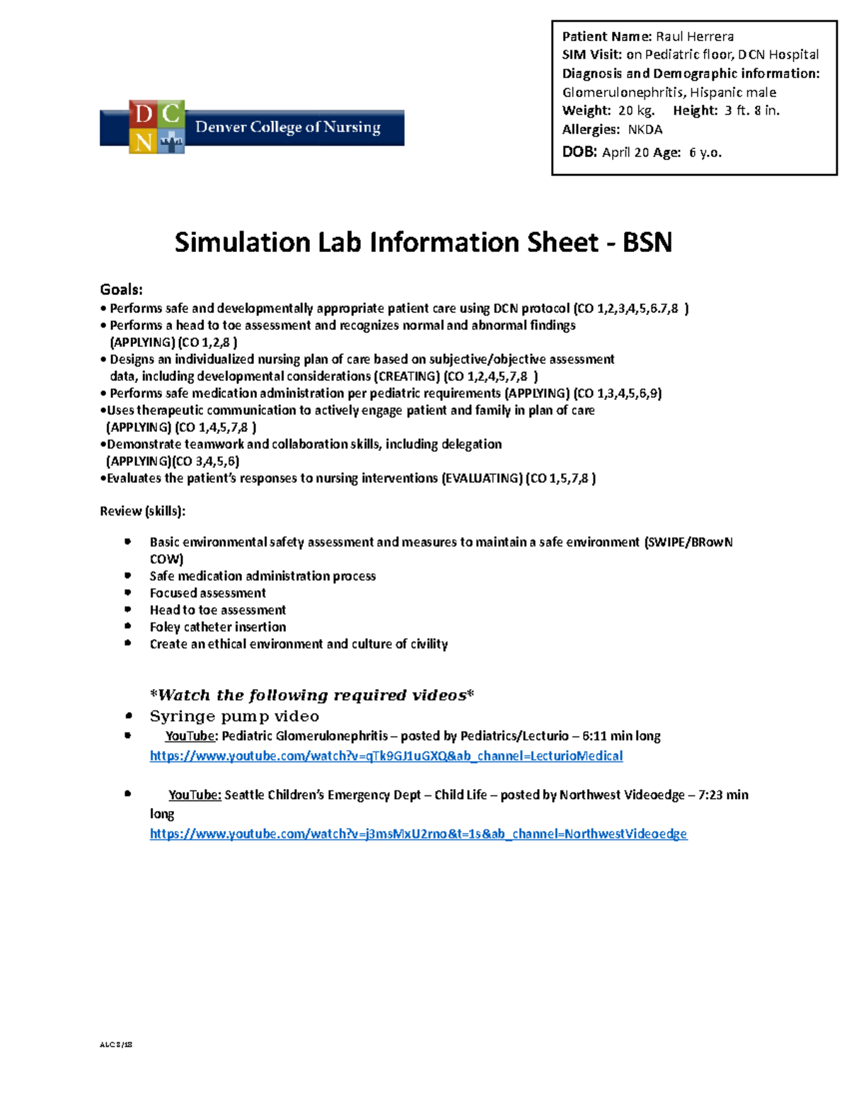 Med Log Herrera - Study guide - Simulation Lab Information Sheet - BSN ...