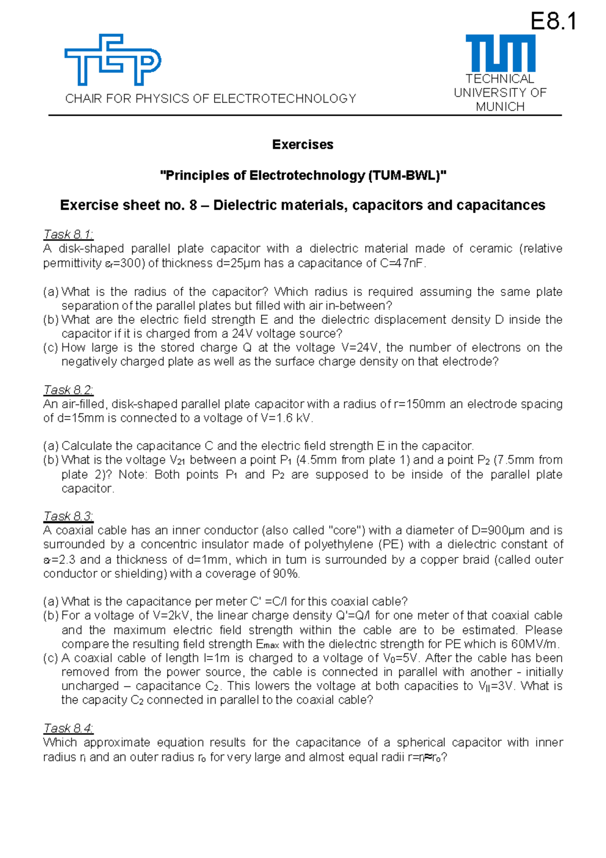 3 - Question & Solution - CHAIR FOR PHYSICS OF ELECTROTECHNOLOGY ...
