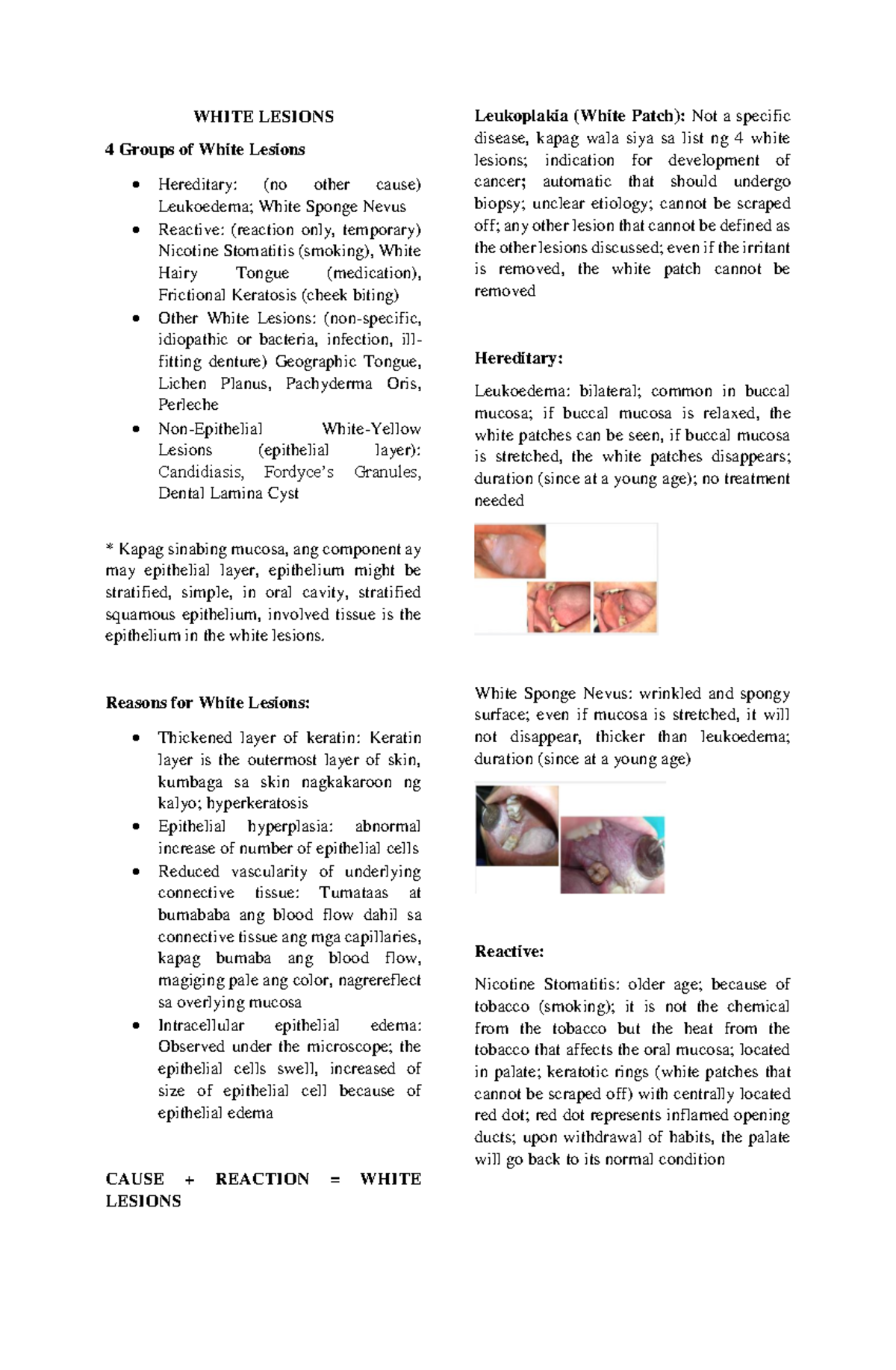 White Lesions AND Bacteral AND Viral Diseases - WHITE LESIONS 4 Groups ...