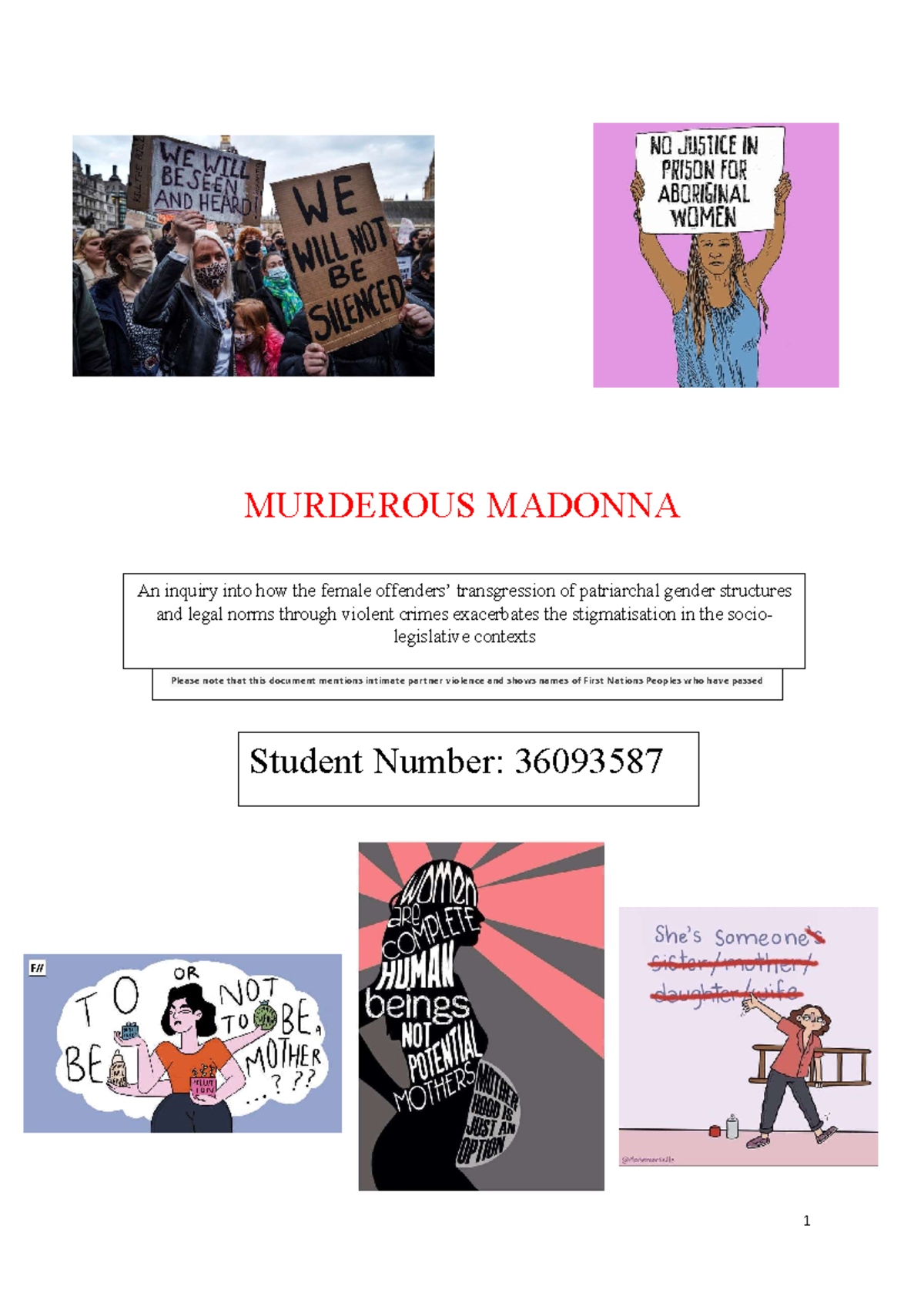 PIP - Major Work - MURDEROUS MADONNA An inquiry into how the female ...