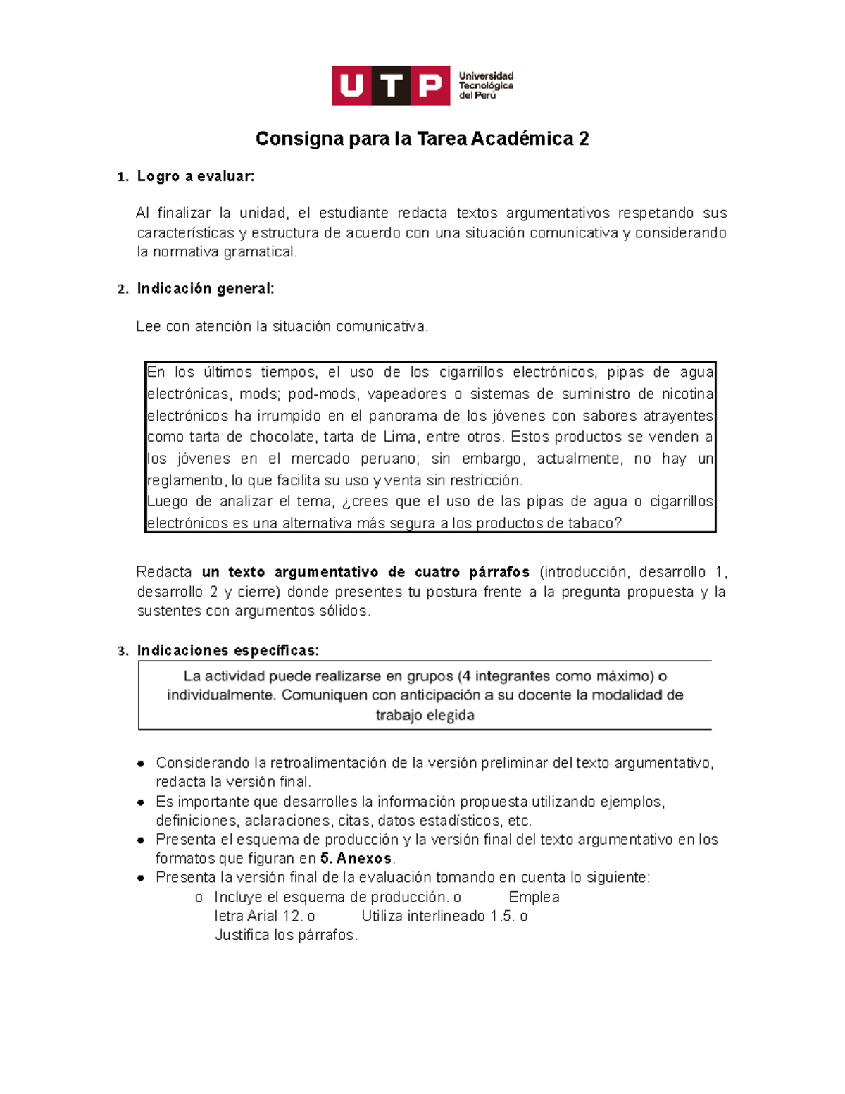 GC A16E TA2Consigna 23C2Av2 (1) - Consigna para la Tarea Académica 2 1. Logro a evaluar: Al ...