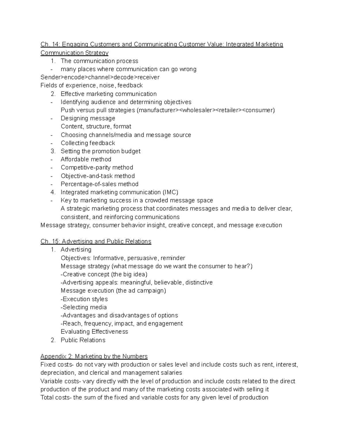 Marketing Notes Exam 3 - Ch. 14: Engaging Customers and Communicating ...