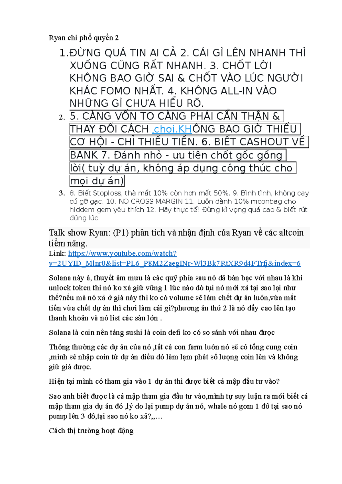 Ryan chi phổ quyển 2 - Ryan chi phổ quyển 2 1.ĐỪNG QUÁ TIN AI CẢ 2. CÁI GÌ LÊN NHANH THÌ XUỐNG ...