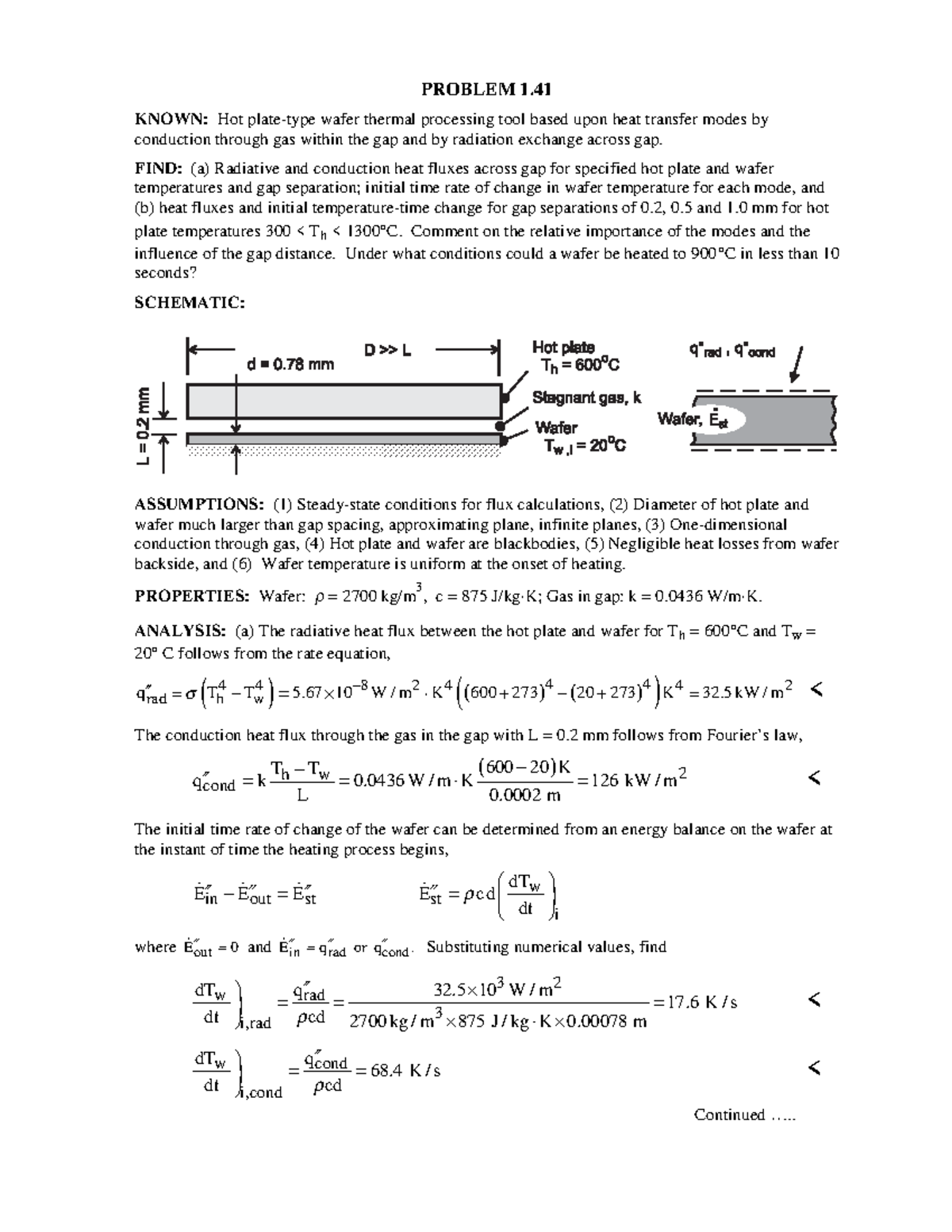 Ch1 41-73 - solution 5th edition incropera heat and mass transfer ...