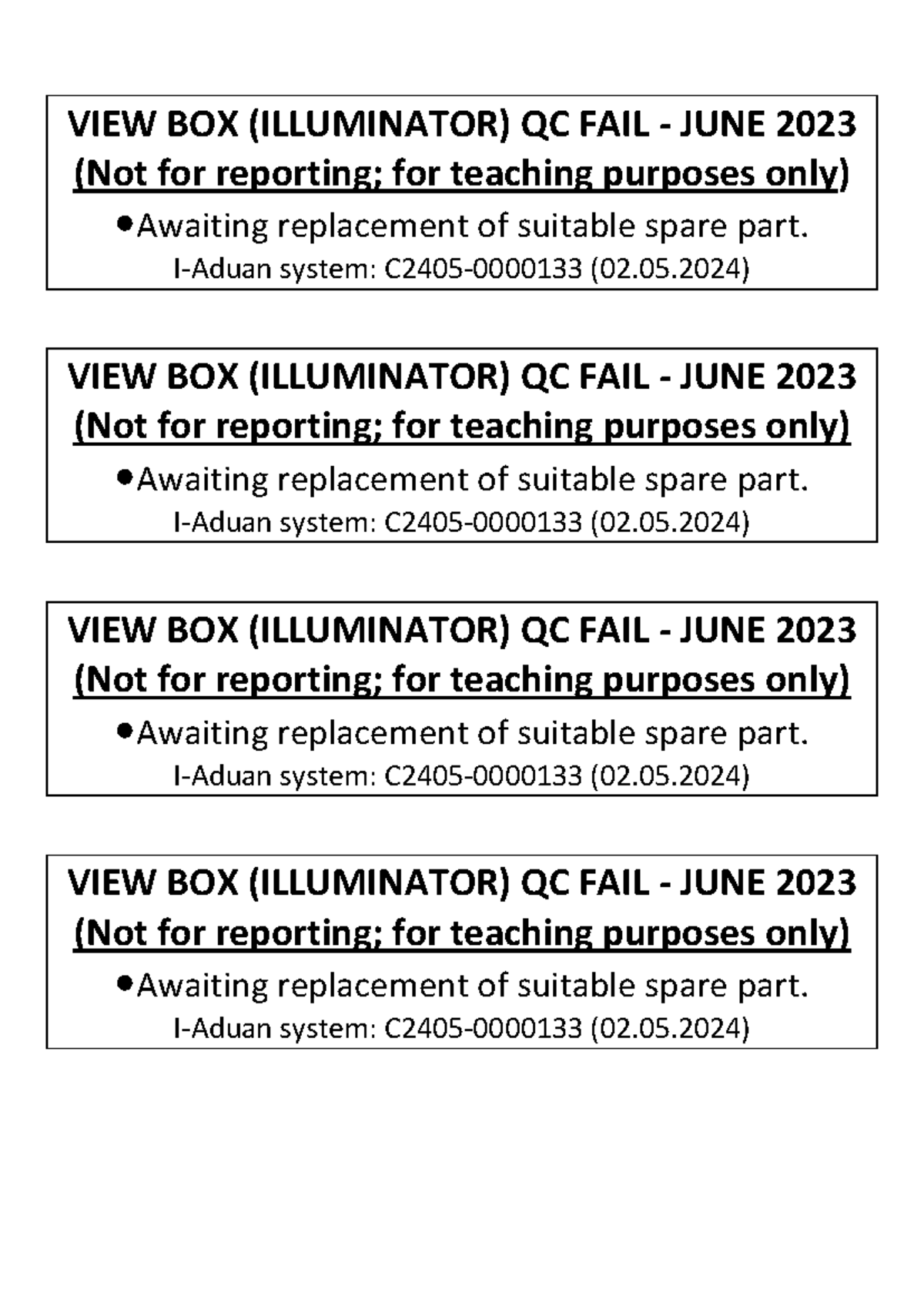 QC FAIL illuminator - Summary faculty of health sciences - VIEW BOX ...