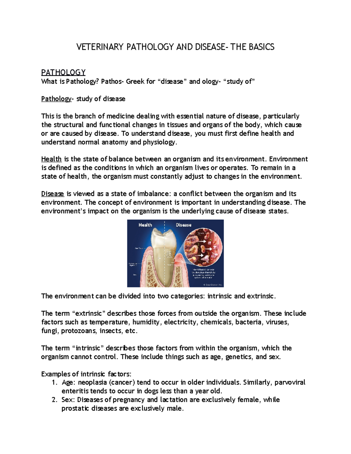1- The basics of pathology and disease - VETERINARY PATHOLOGY AND ...