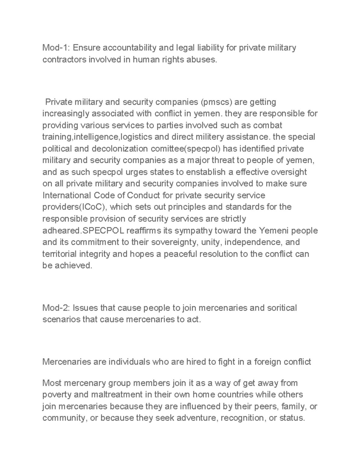 MUN - useless ignore - Mod-1: Ensure accountability and legal liability ...