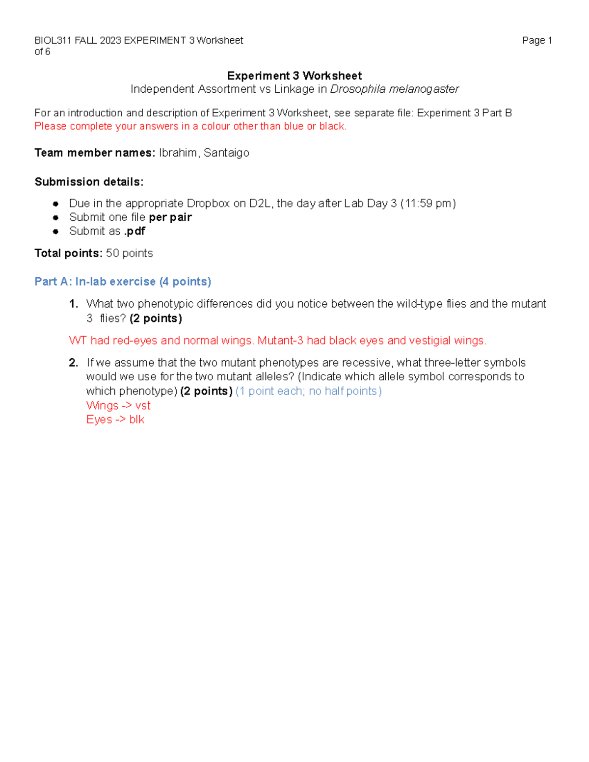 Experiment 3 Worksheet 2 - of 6 Experiment 3 Worksheet Independent ...