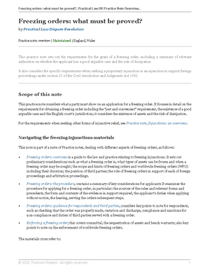 the procedure of Freezing - Freezing orders: the procedure by Practical ...
