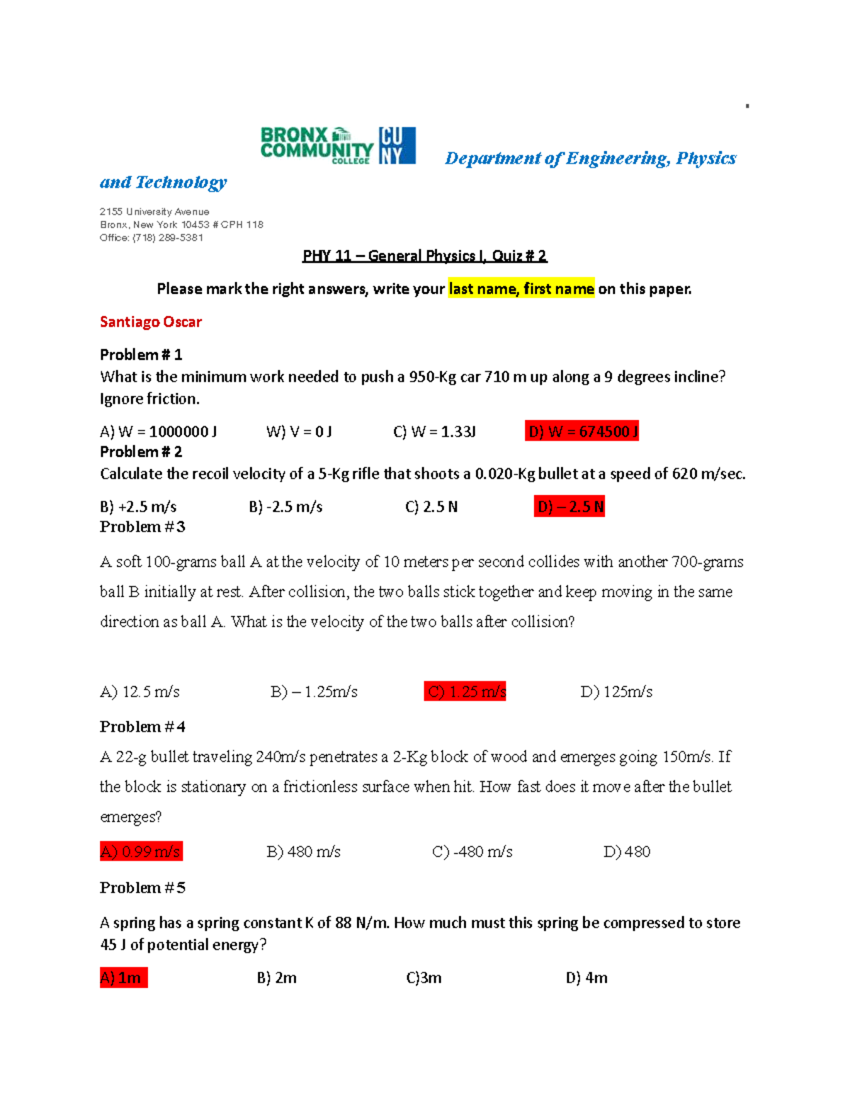 PHY - 11, Quiz #2 - physics - Studocu