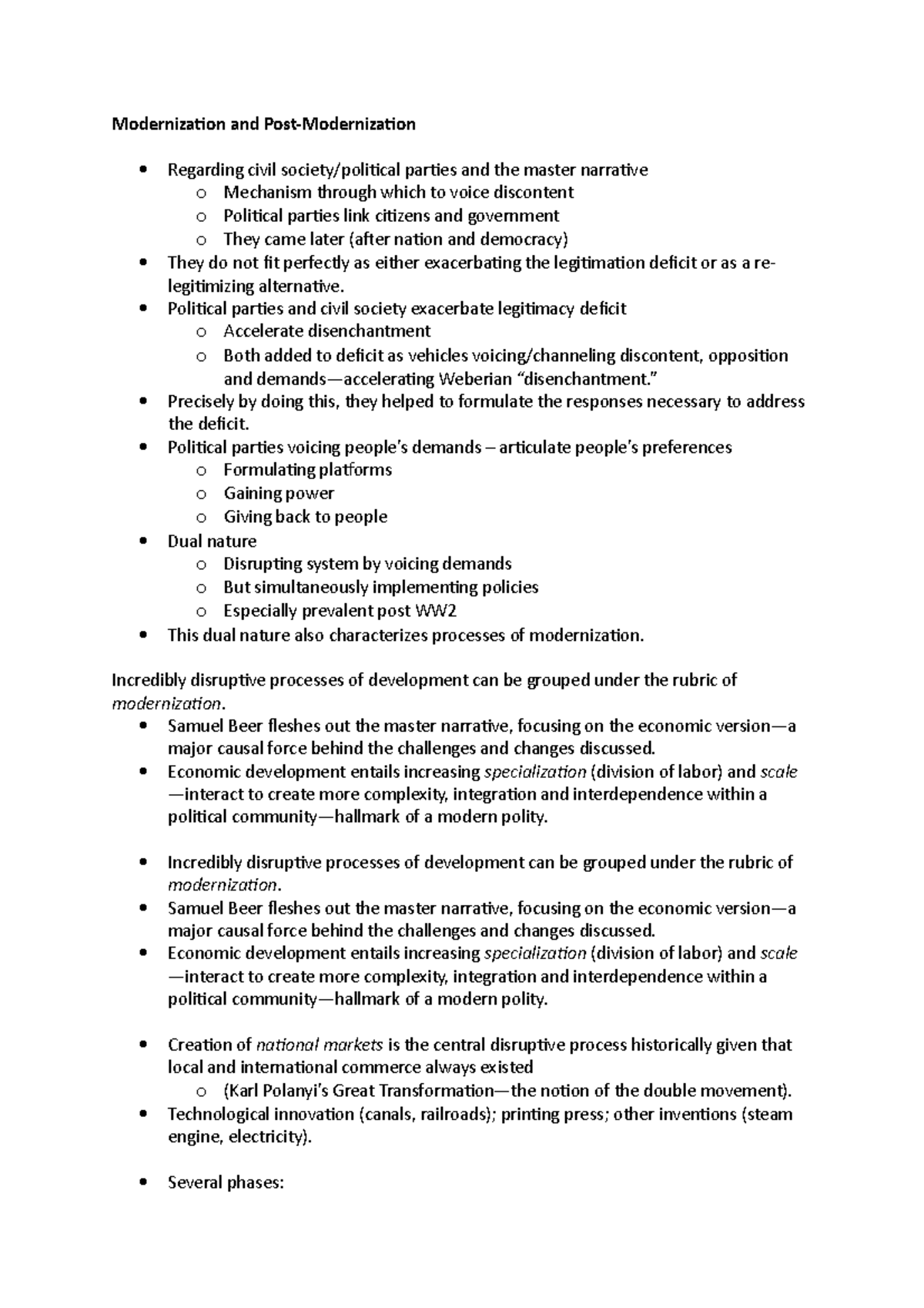Modernization and Post - Modernization and Post-Modernization Regarding ...