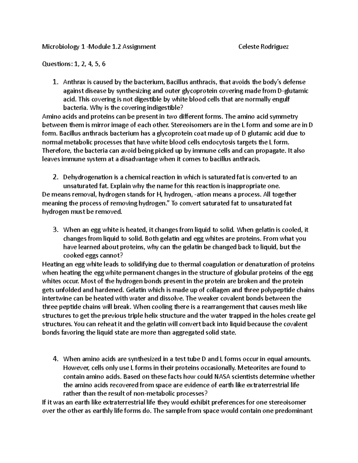 Microbiology 1.2 assignment - Microbiology 1 -Module 1 Assignment ...