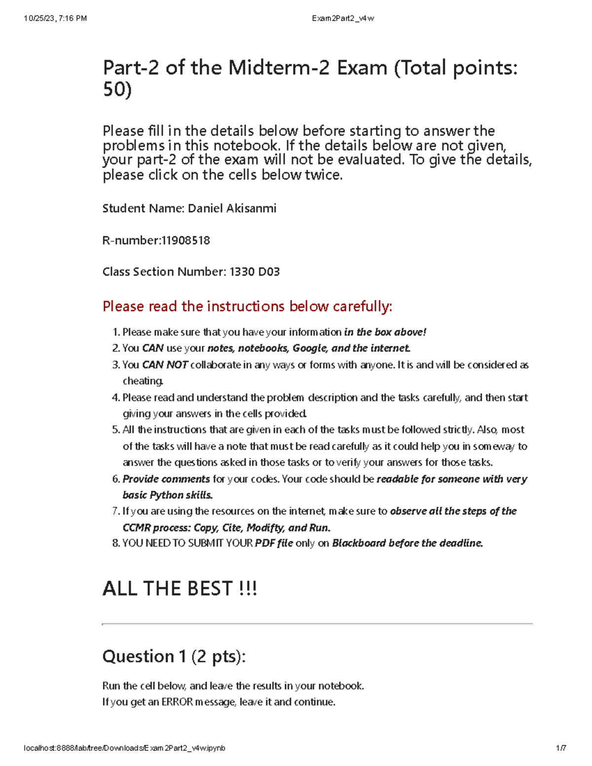 Exam2Part2 v… (2) - Jupyter Lab PDF - Part-2 of the Midterm-2 Exam ...