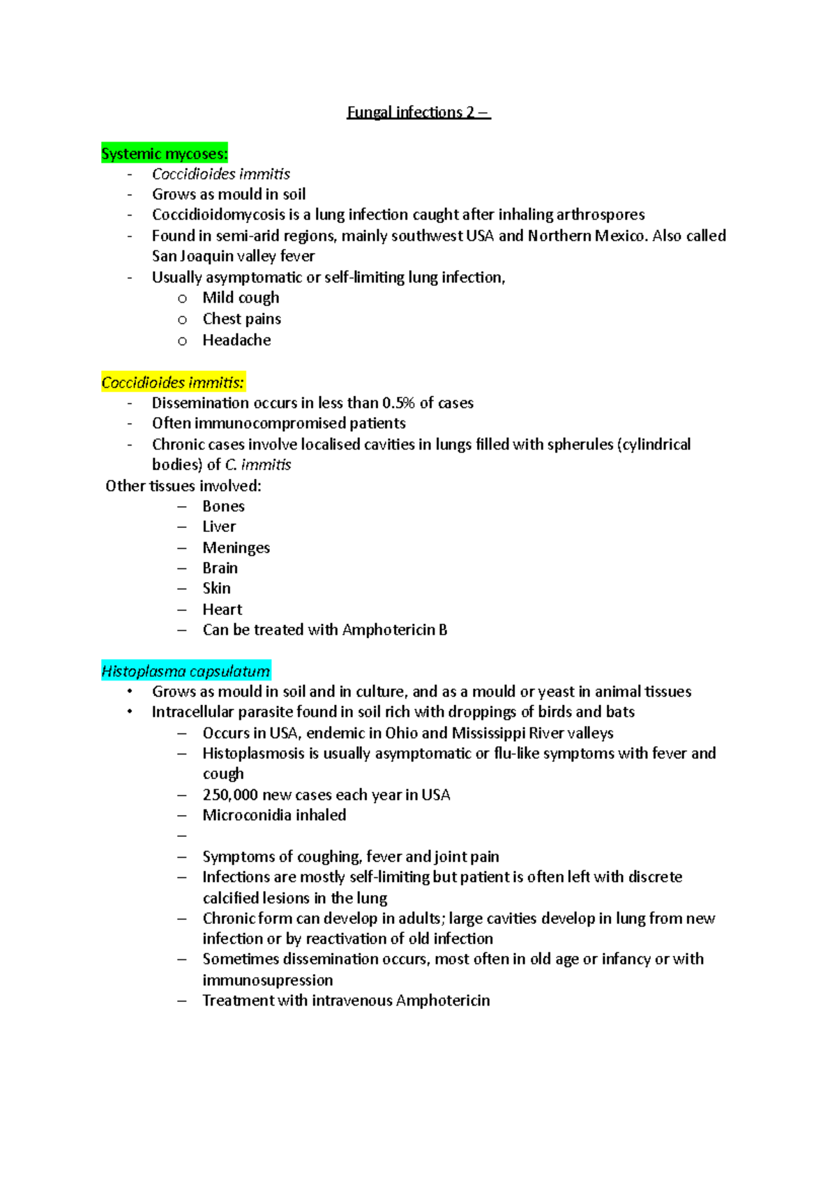 Fungal infections 2 - Medical Microbiology - Fungal infections 2 ...