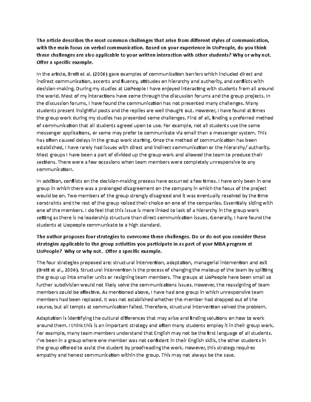 Discussion Week 2 - .............. - The article describes the most ...