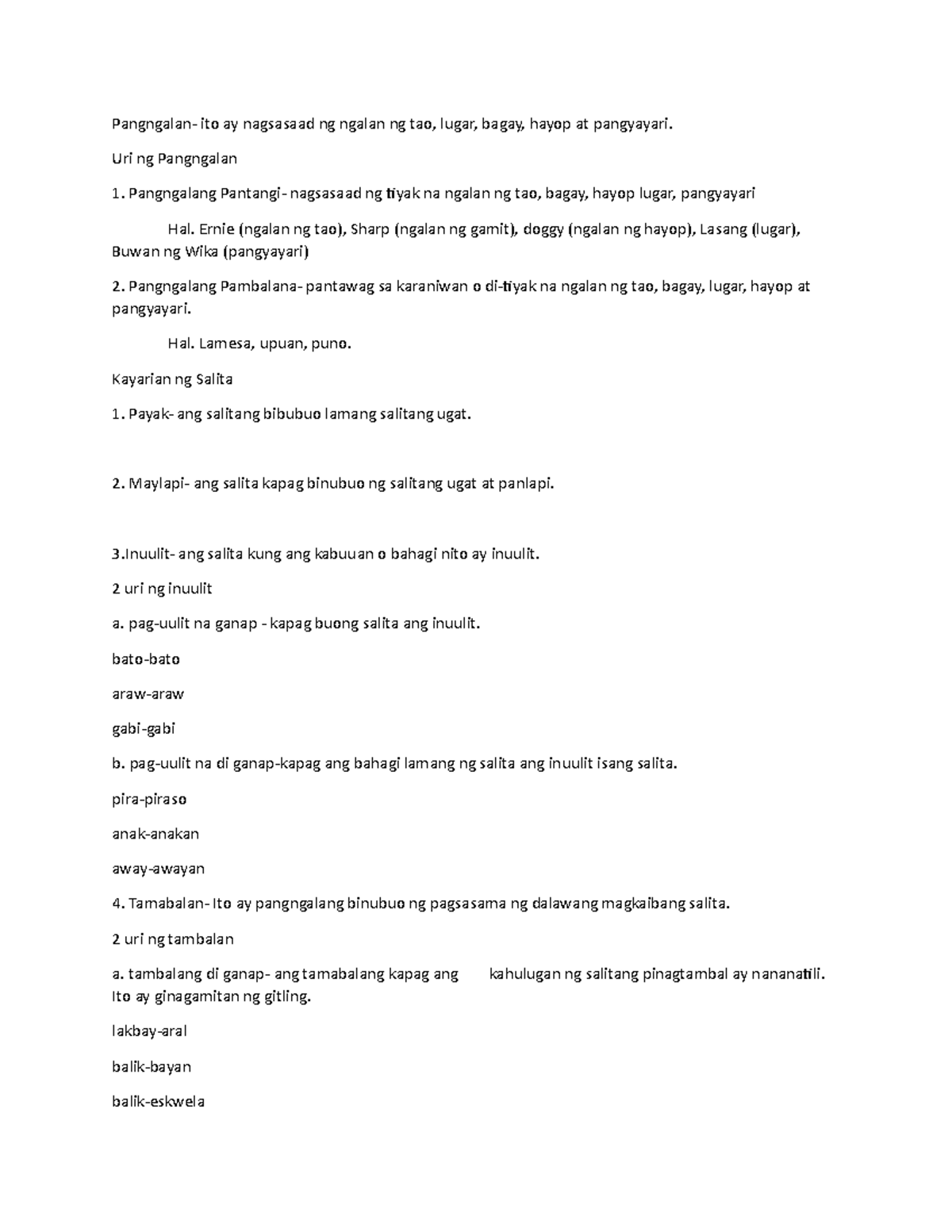 Pangngalan - Definition and kind of noun. - Pangngalan- ito ay ...