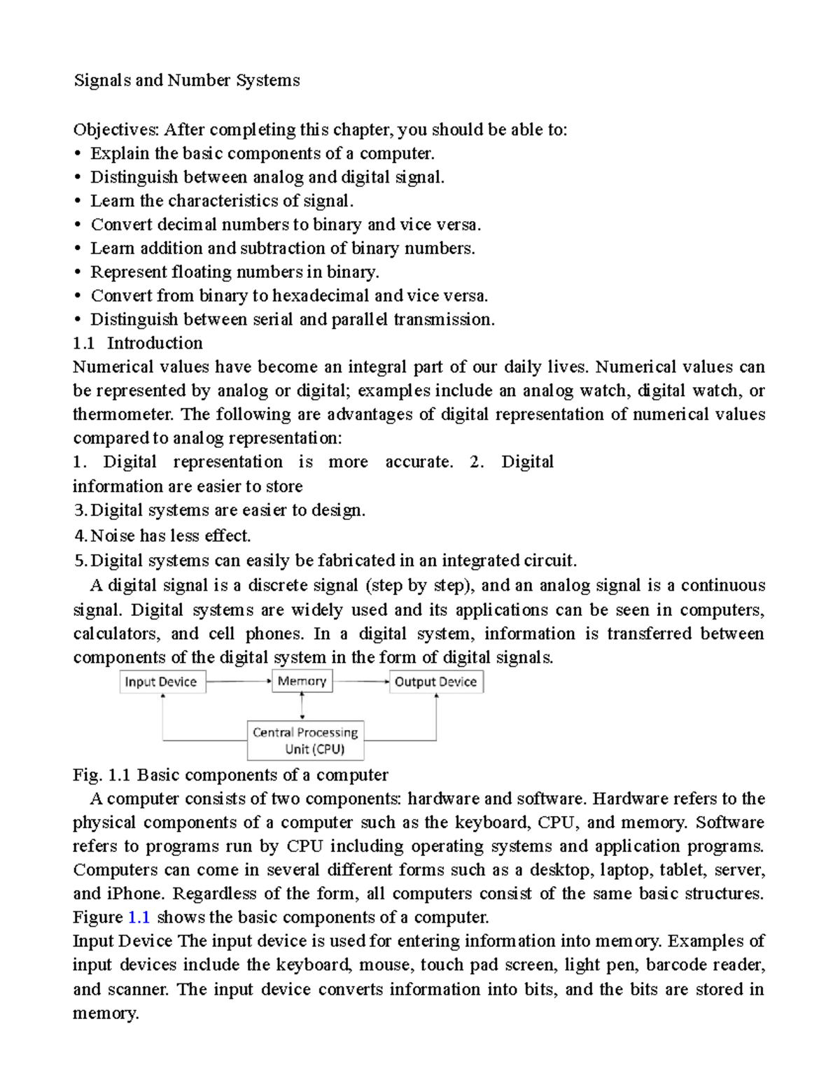 Signals and Number Systems - Signals and Number Systems Objectives ...