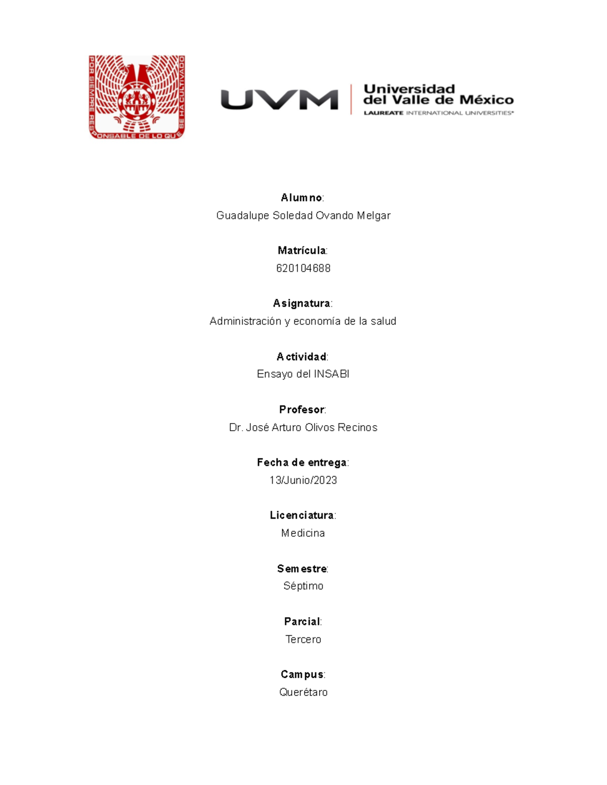 Portada institucional - Universidad 4 - Alumno: Guadalupe Soledad ...