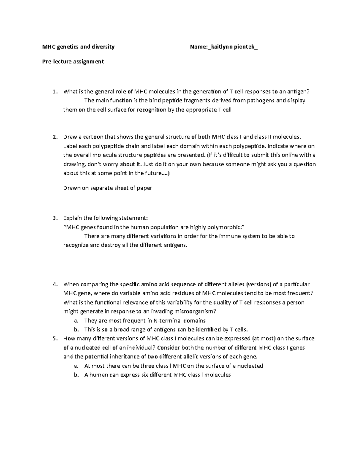 PL3 MHC genetics and diversity - MHC genetics and diversity Name ...