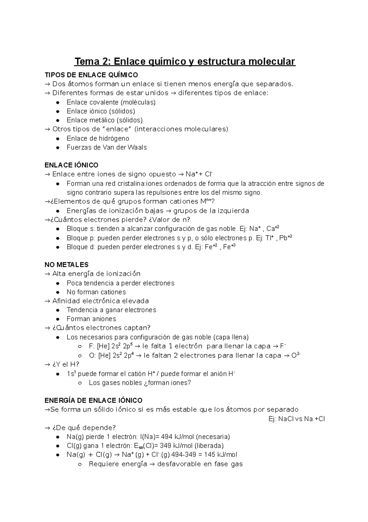 Tema 2 Enlace Químico y Estructura Molecular - Tema 2: Enlace químico y estructura molecular ...