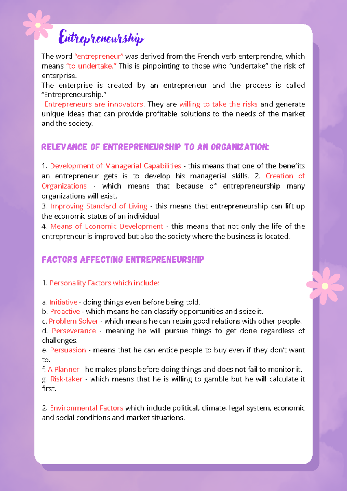 entrepreneurship_pdf-notes - The word “entrepreneur” was derived from ...
