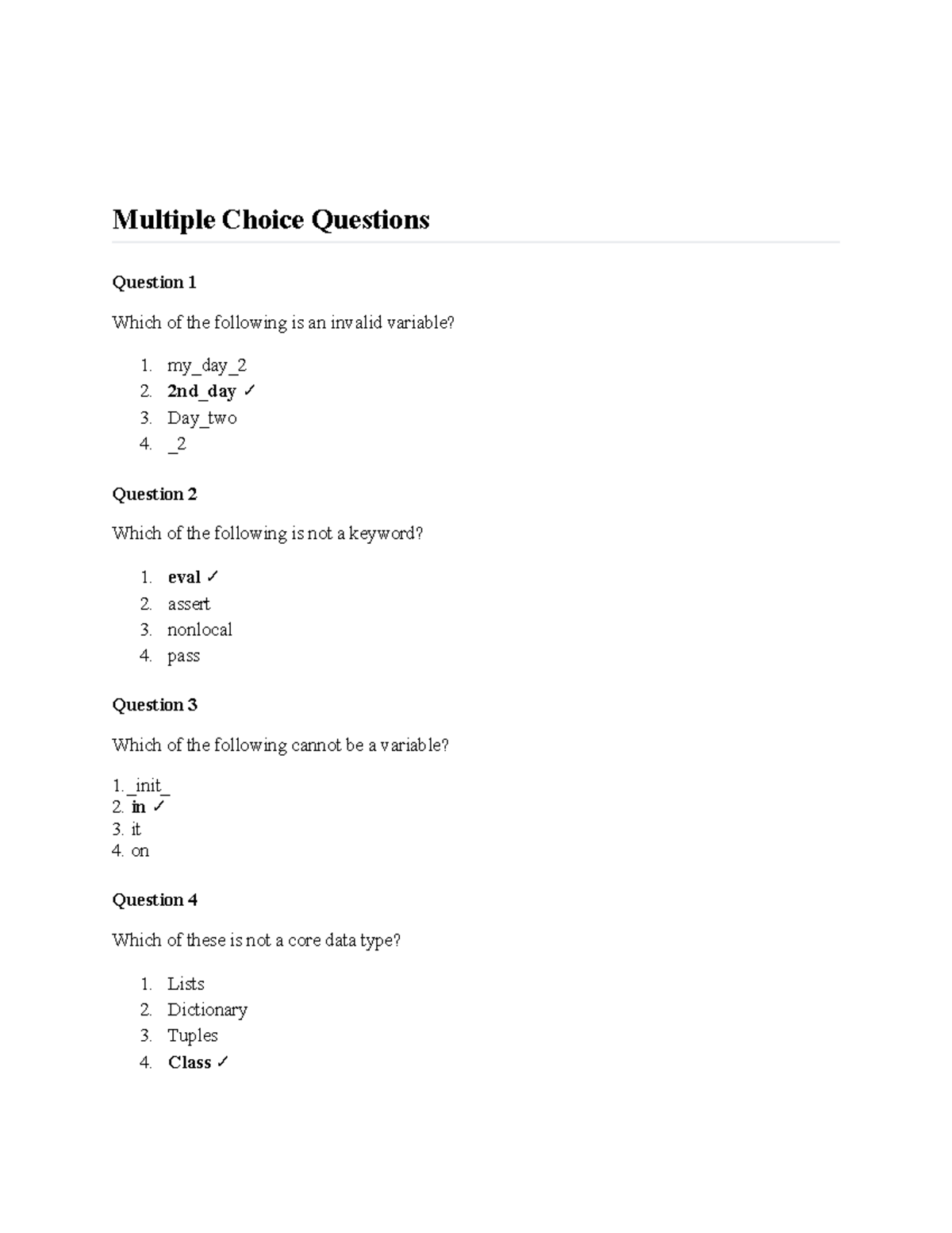 CHAP - 1 PRT - good - Multiple Choice Questions Question 1 Which of the ...