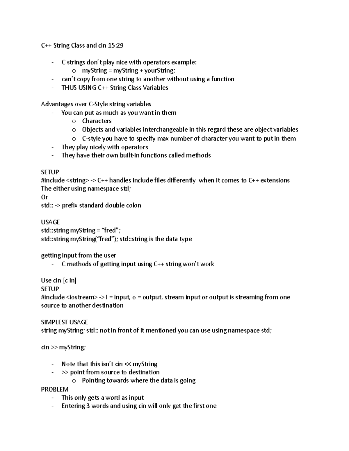 C Strings User Input C String Class And Cin 15 C Strings Dont Play Nice With Operators