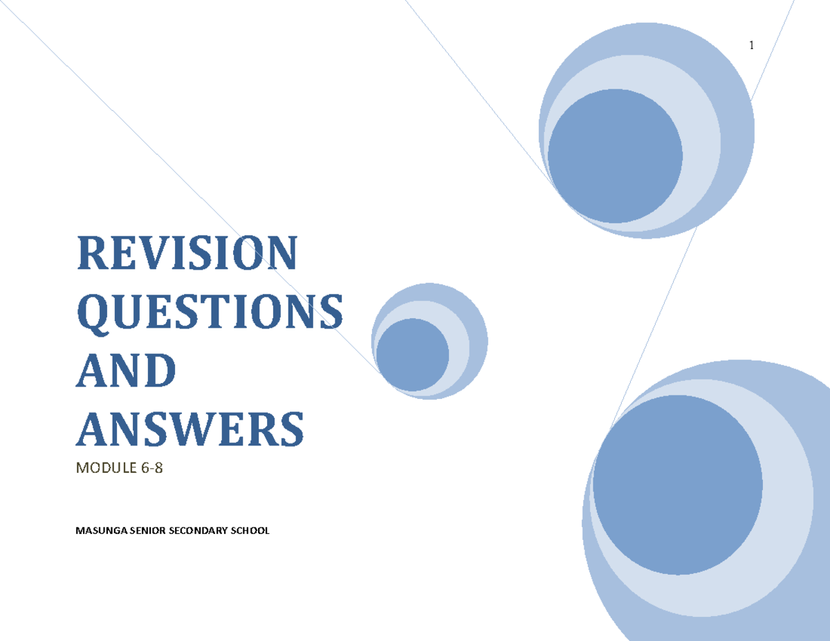 Revision module 6-8 - dvs - 1 REVISION QUESTIONS AND ANSWERS MODULE 6 ...