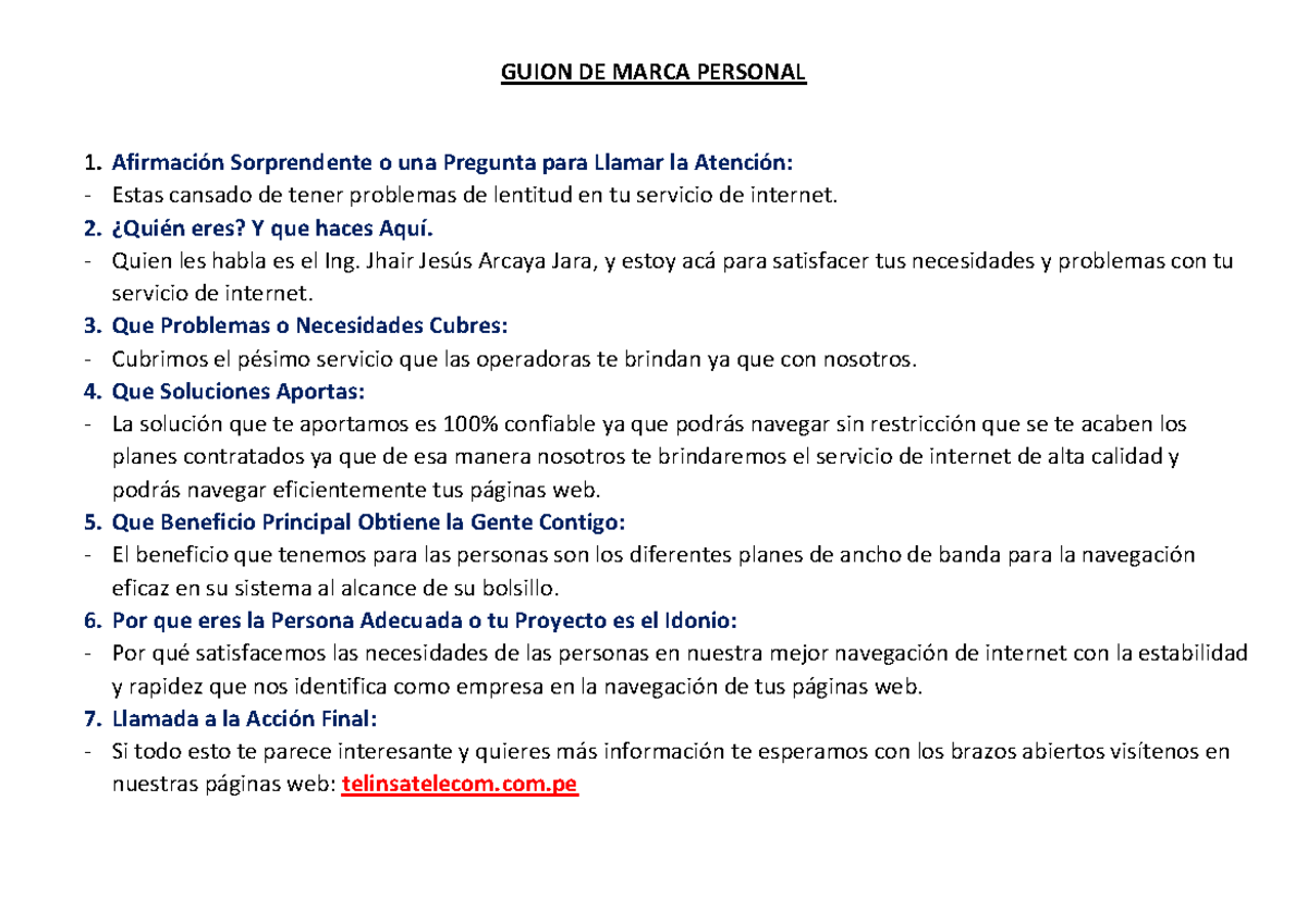 Guion DE Marca Personal- Jhair Jesús Arcaya JARA - GUION DE MARCA ...