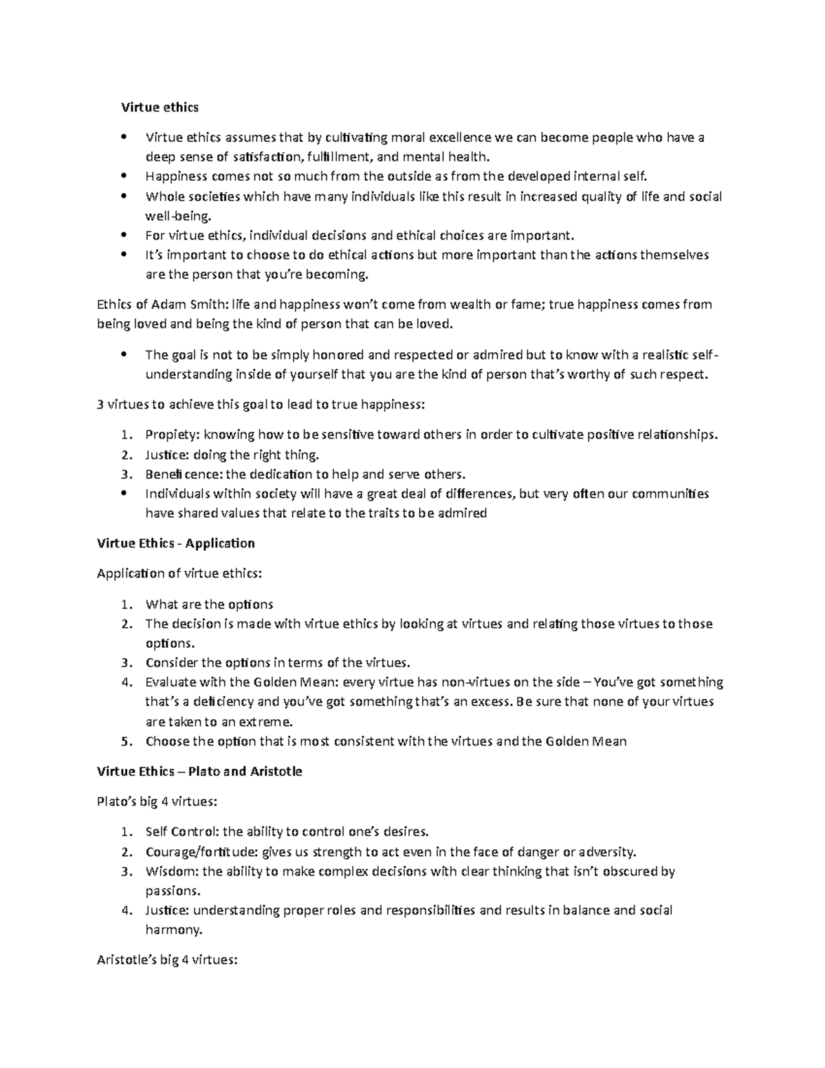 PHI 1600 Non-consequential Ethical Theories - Virtue ethics Virtue ...