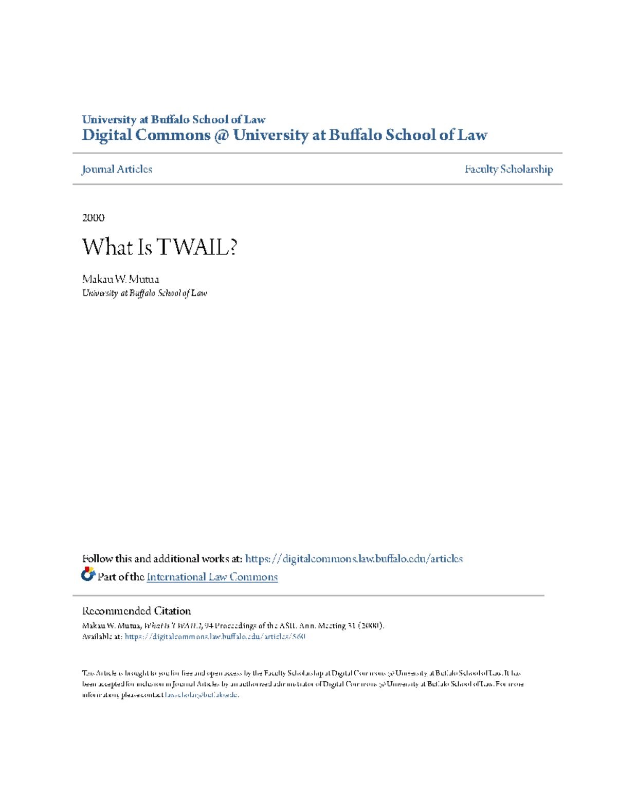 What is Twail - University at Buffalo School of Law Digital Commons ...