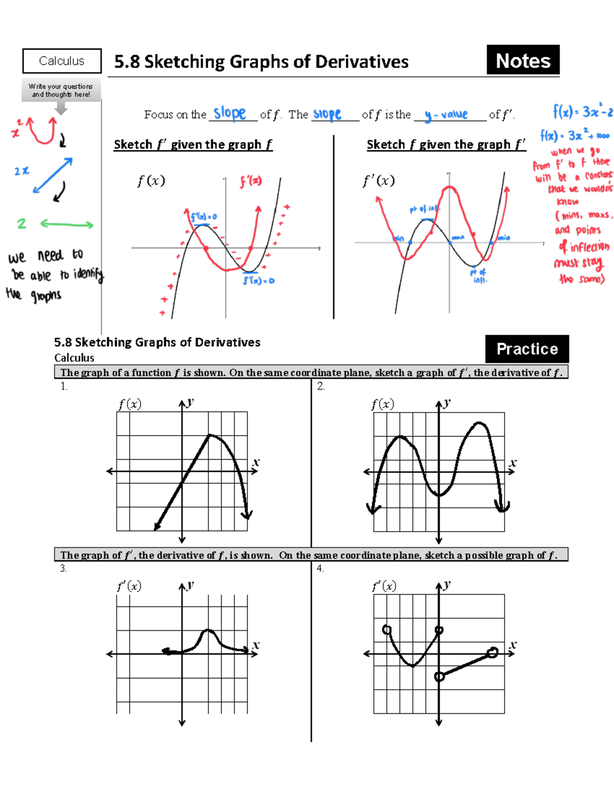 Calc 5 - Focus on the ________ of 𝑓. The ________ of 𝑓 is the ...